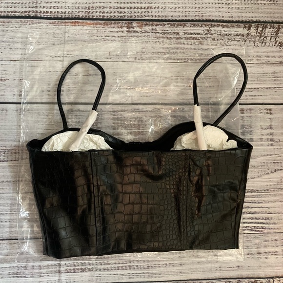 Express | Tops | Express Body Contour Croc Faux Leather Corset Cropped ...